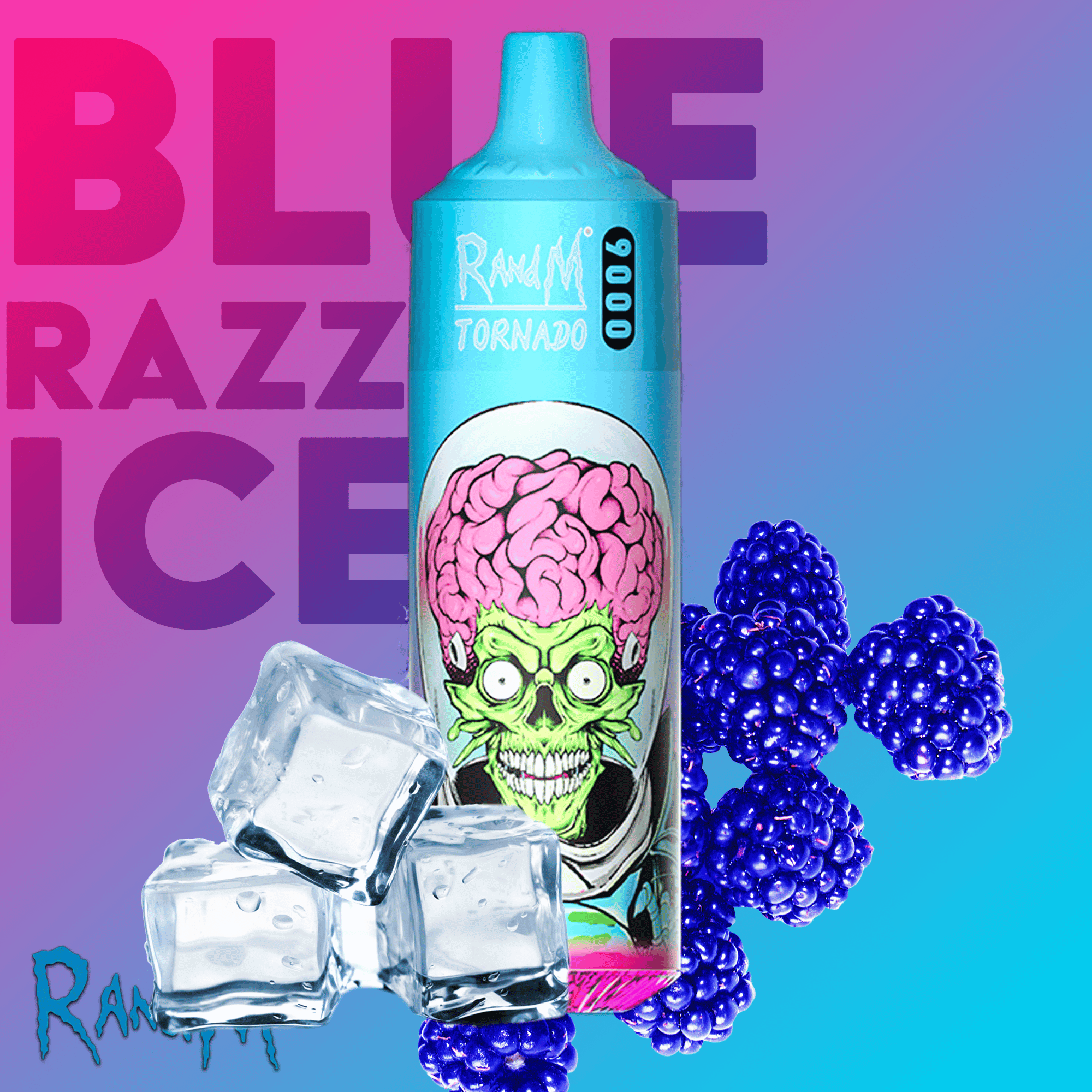 RandM Tornado 9000 Vape - Blue Razz Ice – RandM Tornado Vapes ...
